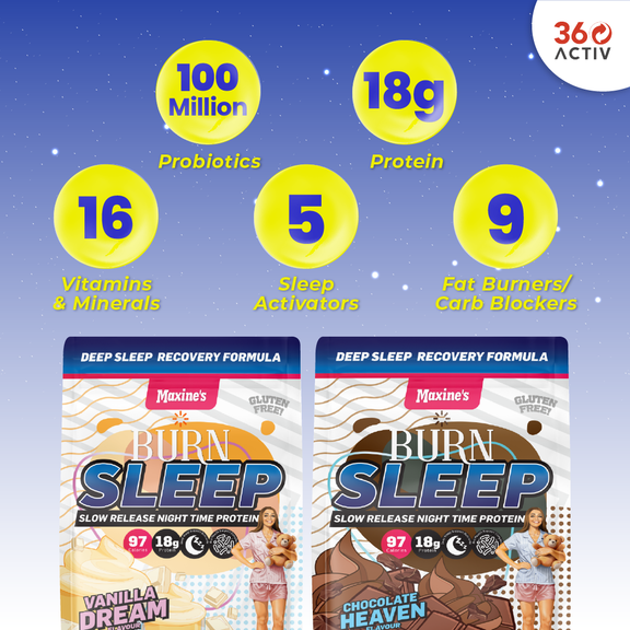 Maxine's Burn Sleep Protein Powder Chocolate Heaven (500g) – 360activ