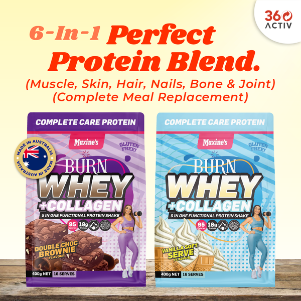 Maxine's Burn Whey + Collagen Protein Powder Vanilla Soft Serve 400g ...