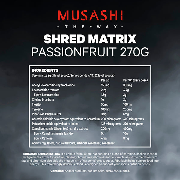 Musashi Shred Matrix, Passionfruit Flavor, 270g – 360activ